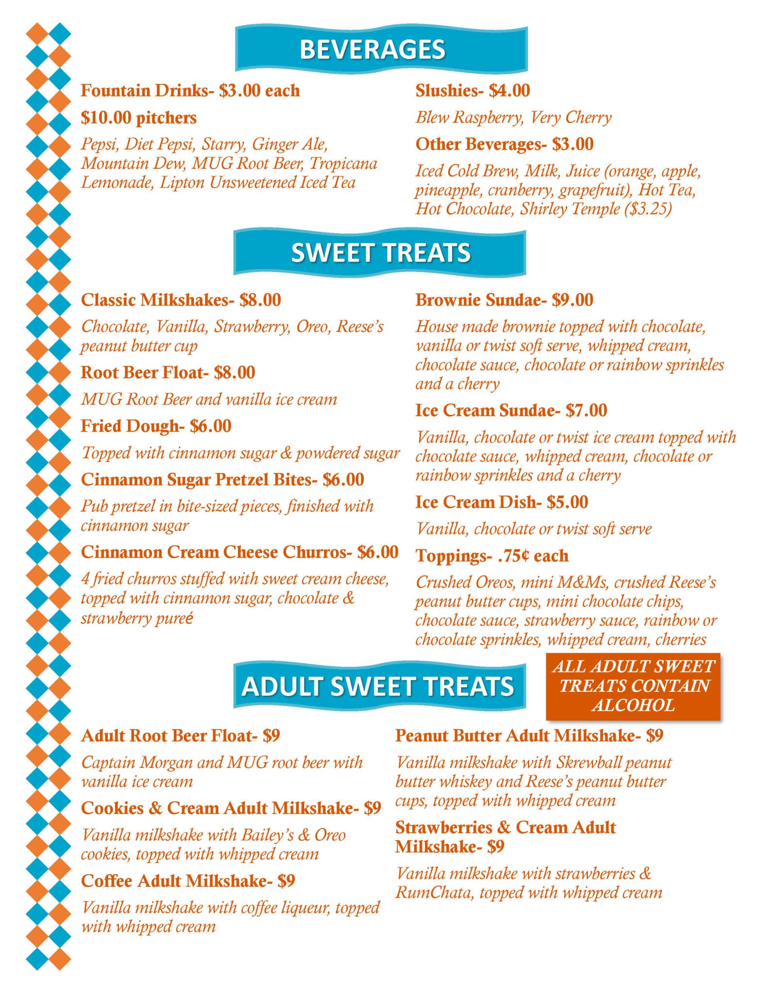 Menu | Shenanigans | Portsmouth NH